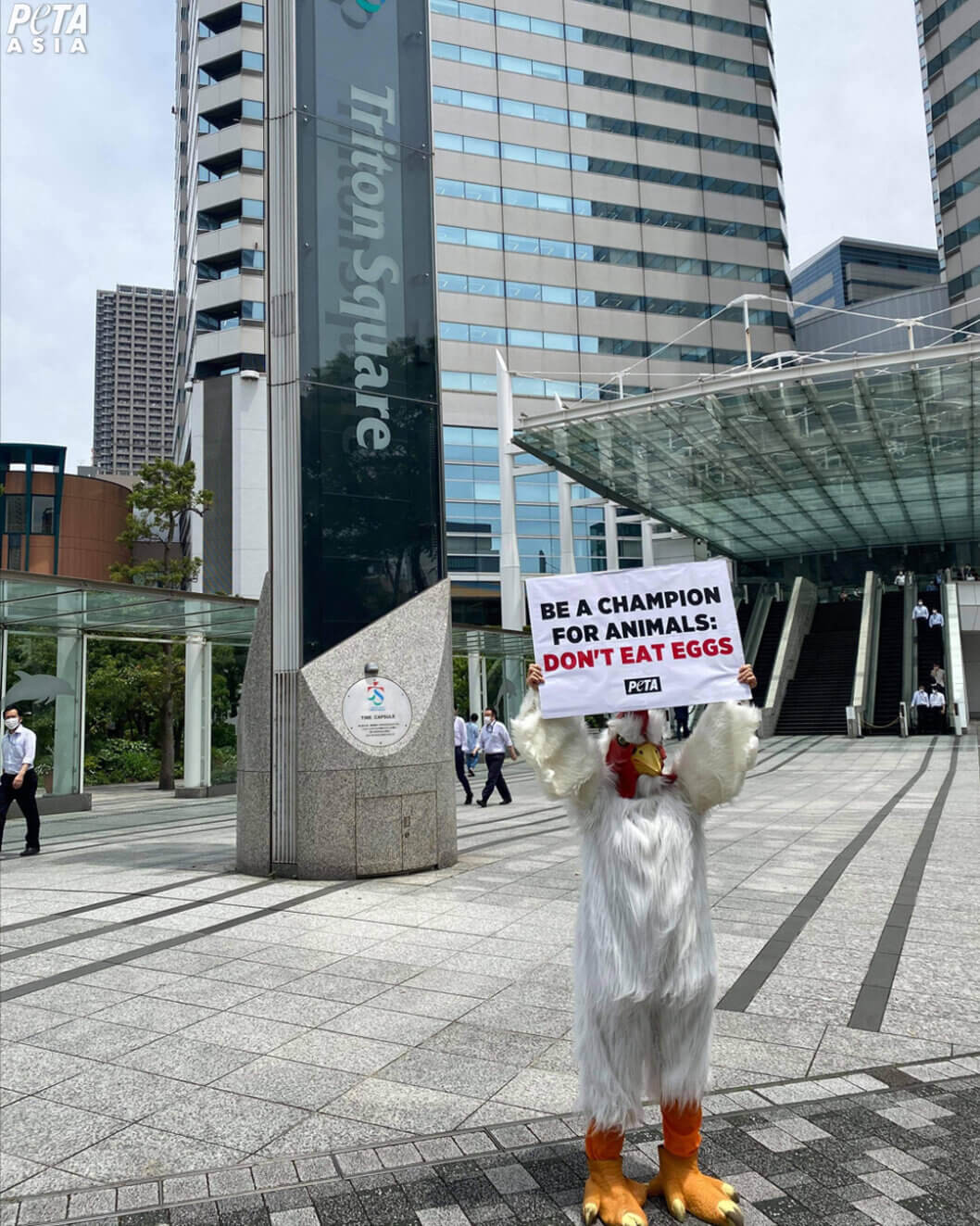 Why Did This ‘Chicken’ Protest Outside the Olympics HQ in Tokyo, Japan?