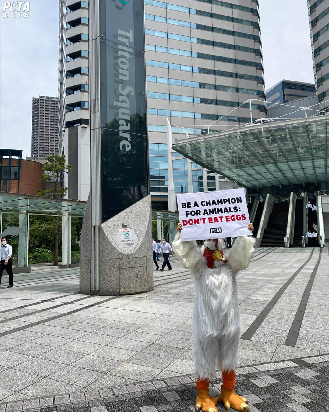 Why Did This ‘Chicken’ Protest Outside the Olympics HQ in Tokyo, Japan?